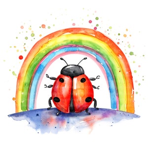 8 Cartoon Ladybird Clipart, Cartoon Rainbow Clipart, Printable ...