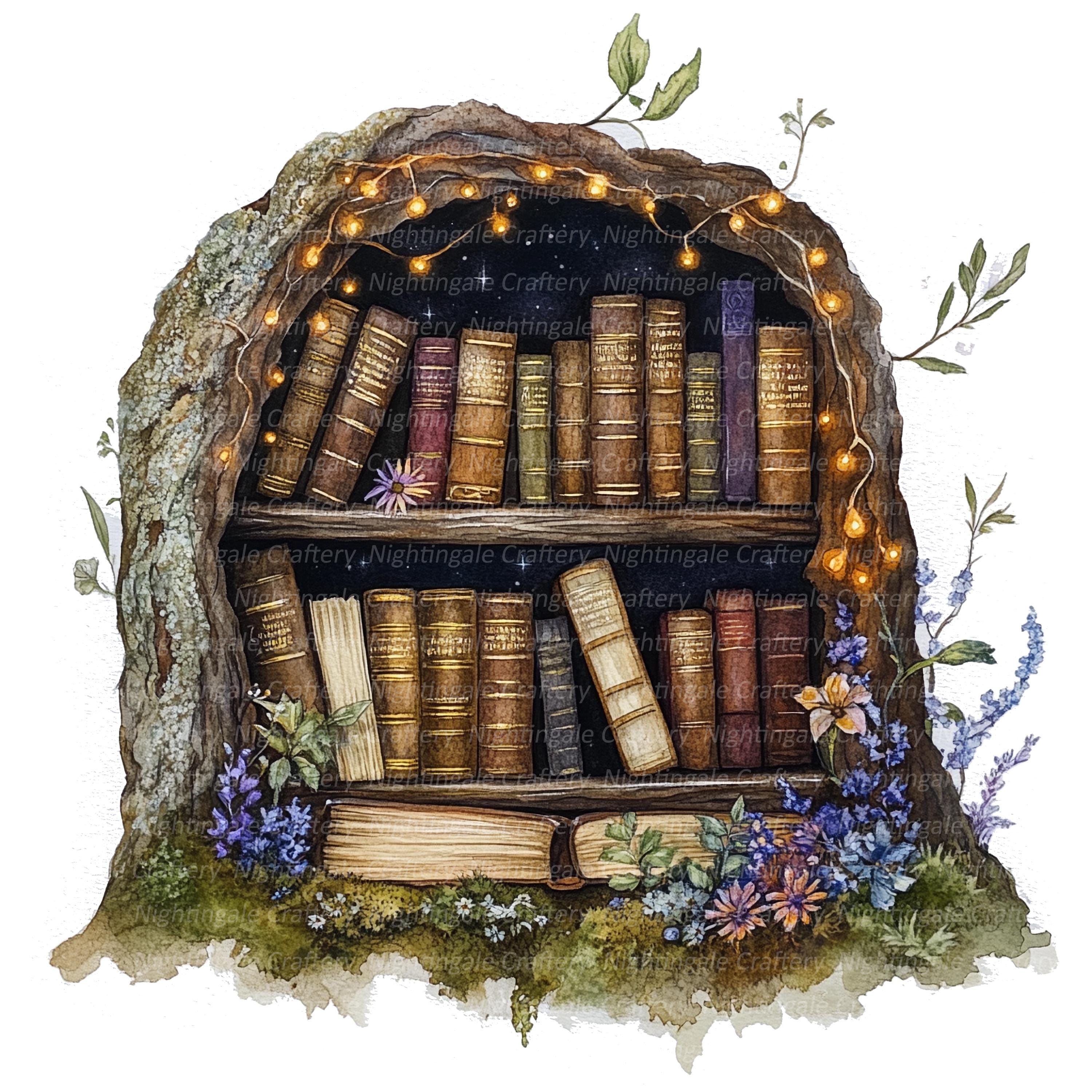 12 Fairy Library Clipart, Fairy Books Clipart, Printable Watercolor ...