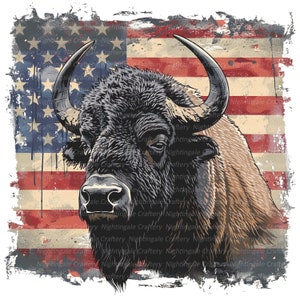 9 Patriotic Buffalo Flag Clipart, Bison Clipart, Printable Watercolor ...