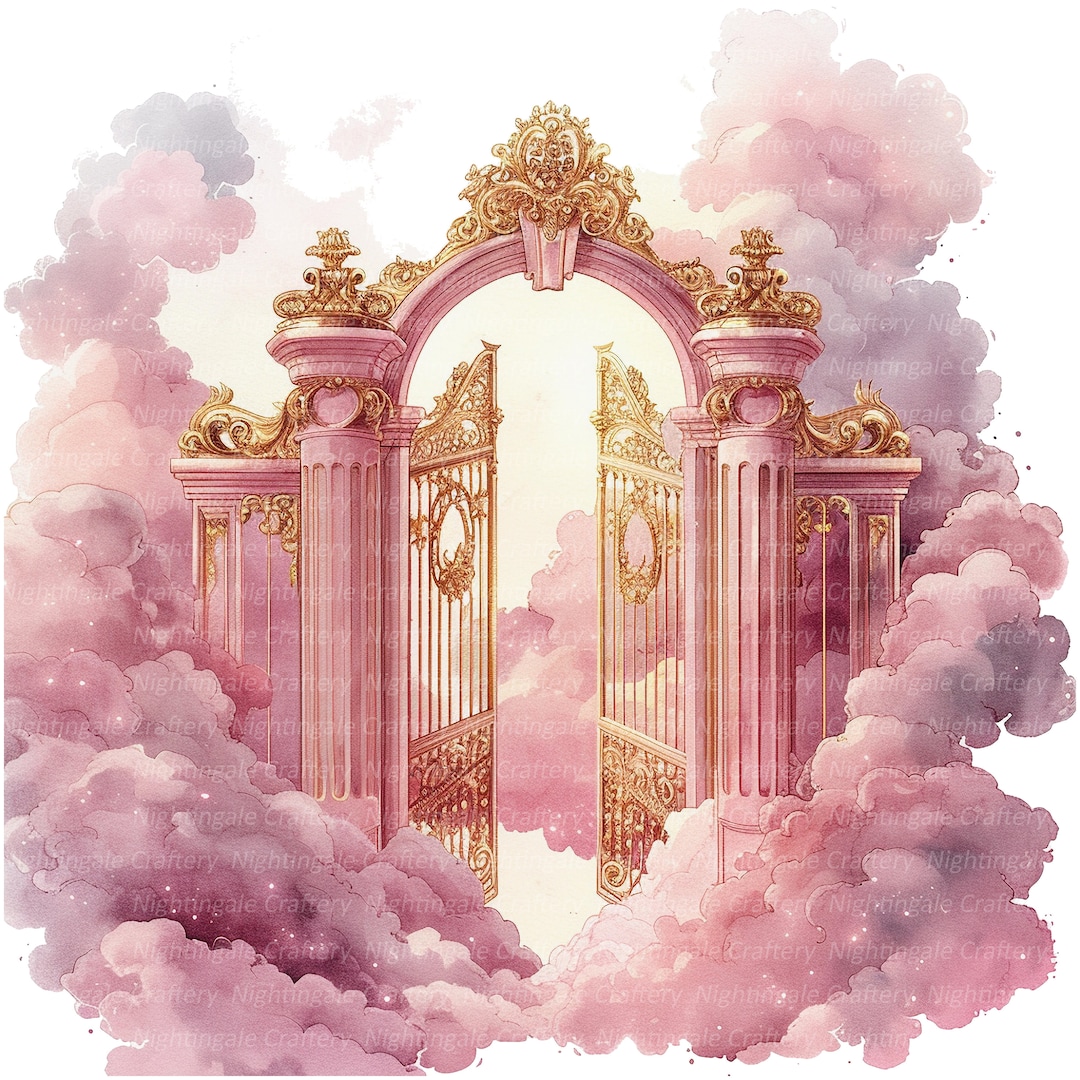 11 Paradise Gates Clipart, Gates in Sky, Printable Watercolor Clipart ...