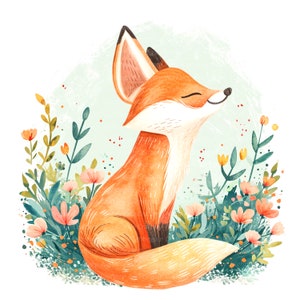 9 Boho Fox Cartoon Clipart Set 2, Cartoon Fox, Printable Watercolor ...