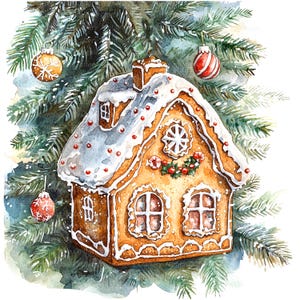 7 Gingerbread House Clipart, Christmas Decor Clipart, Printable ...