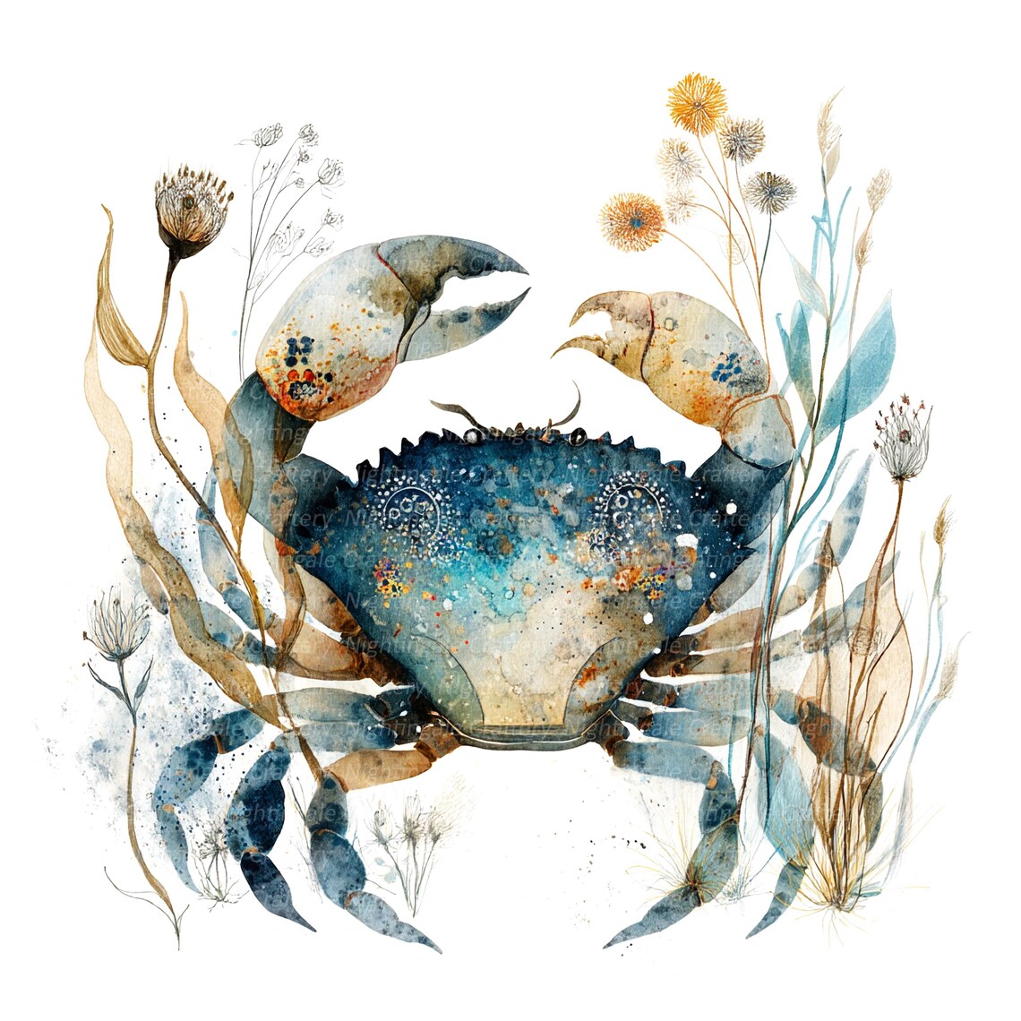 8 Abstract Crab Wall Art, Boho Wall Art, Printable Watercolor Print ...