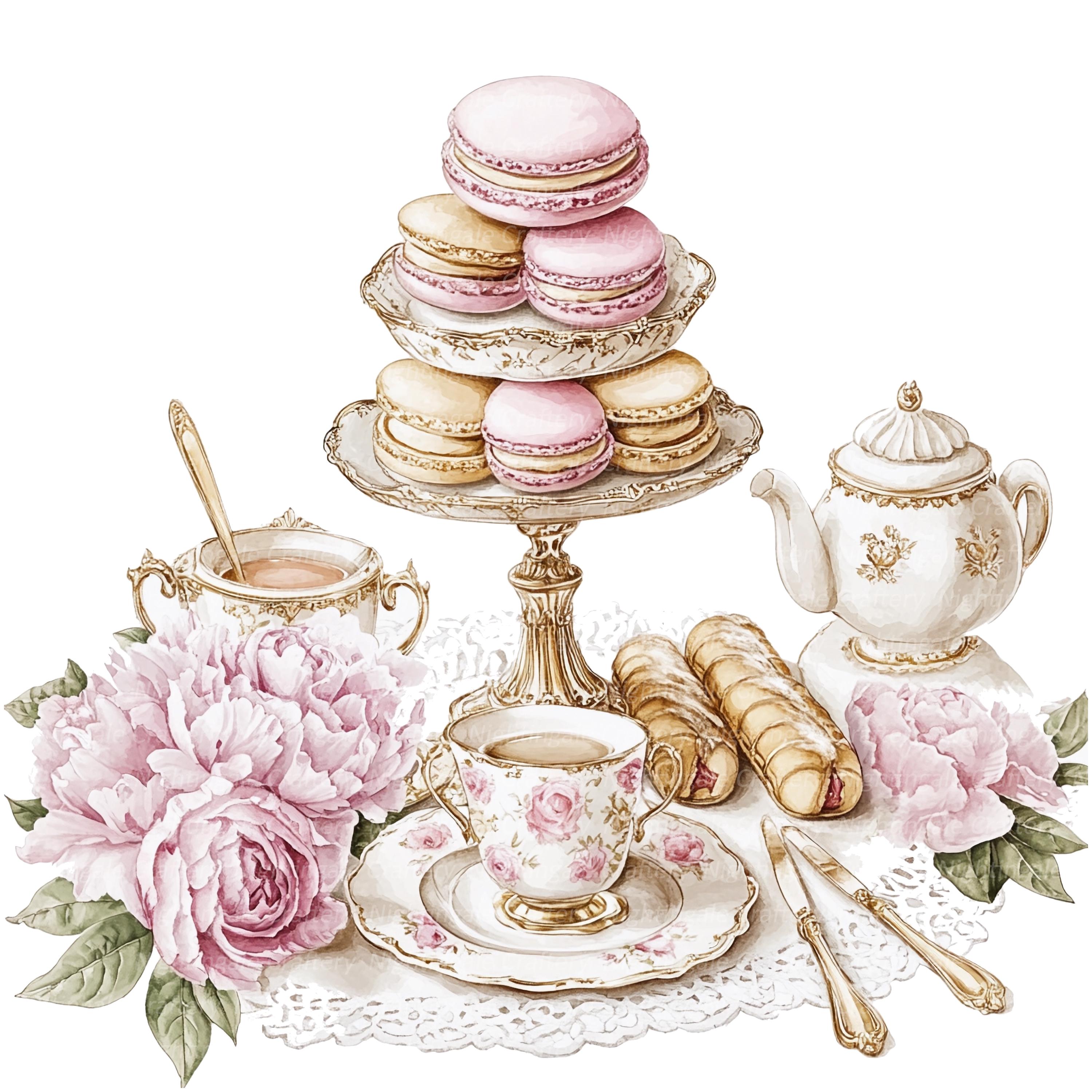 10 Parisian Tea Printable, Tea Party Clipart, Printable Watercolor ...