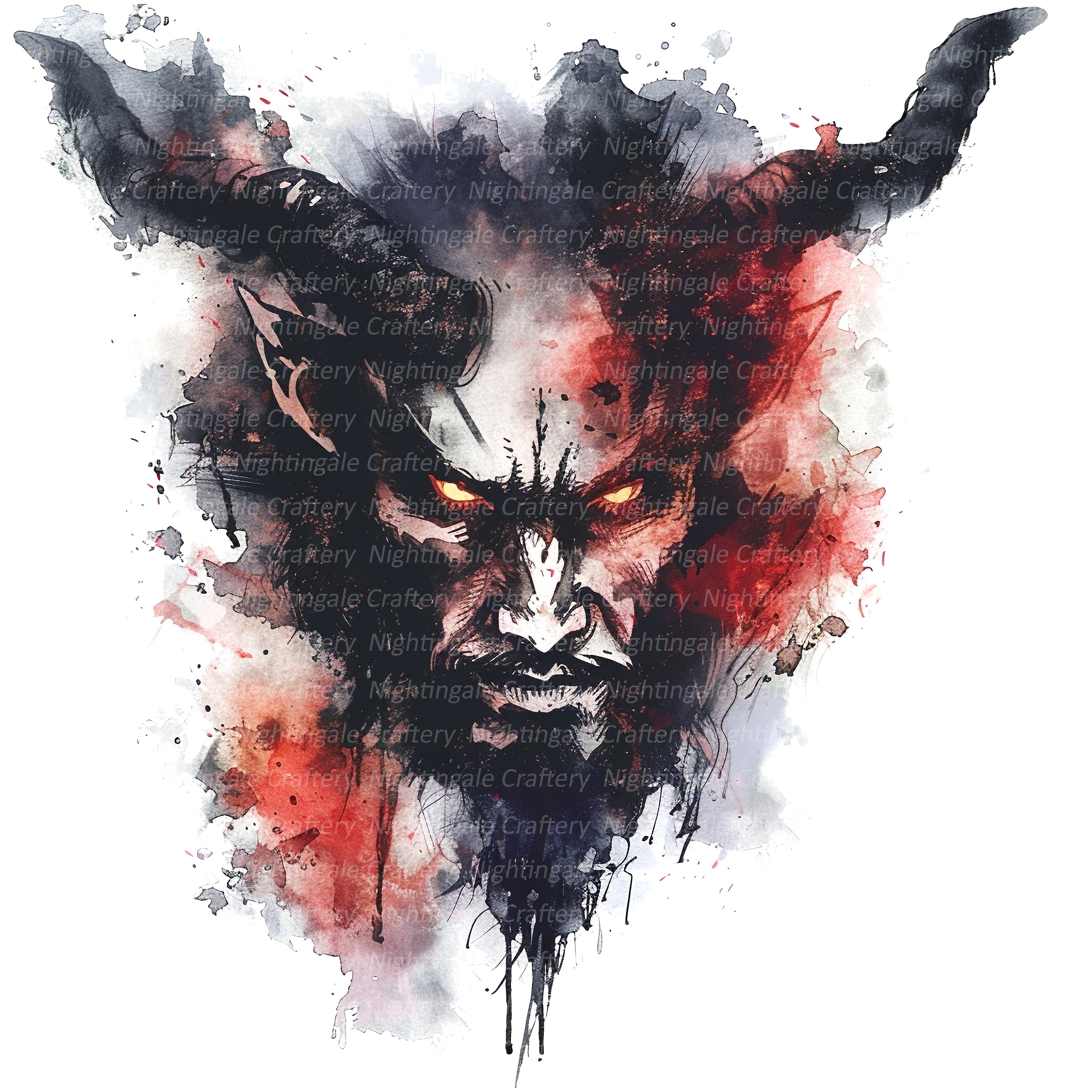 16 Devil Clipart, Demon Clipart, Watercolor Satan, Printable Watercolor ...