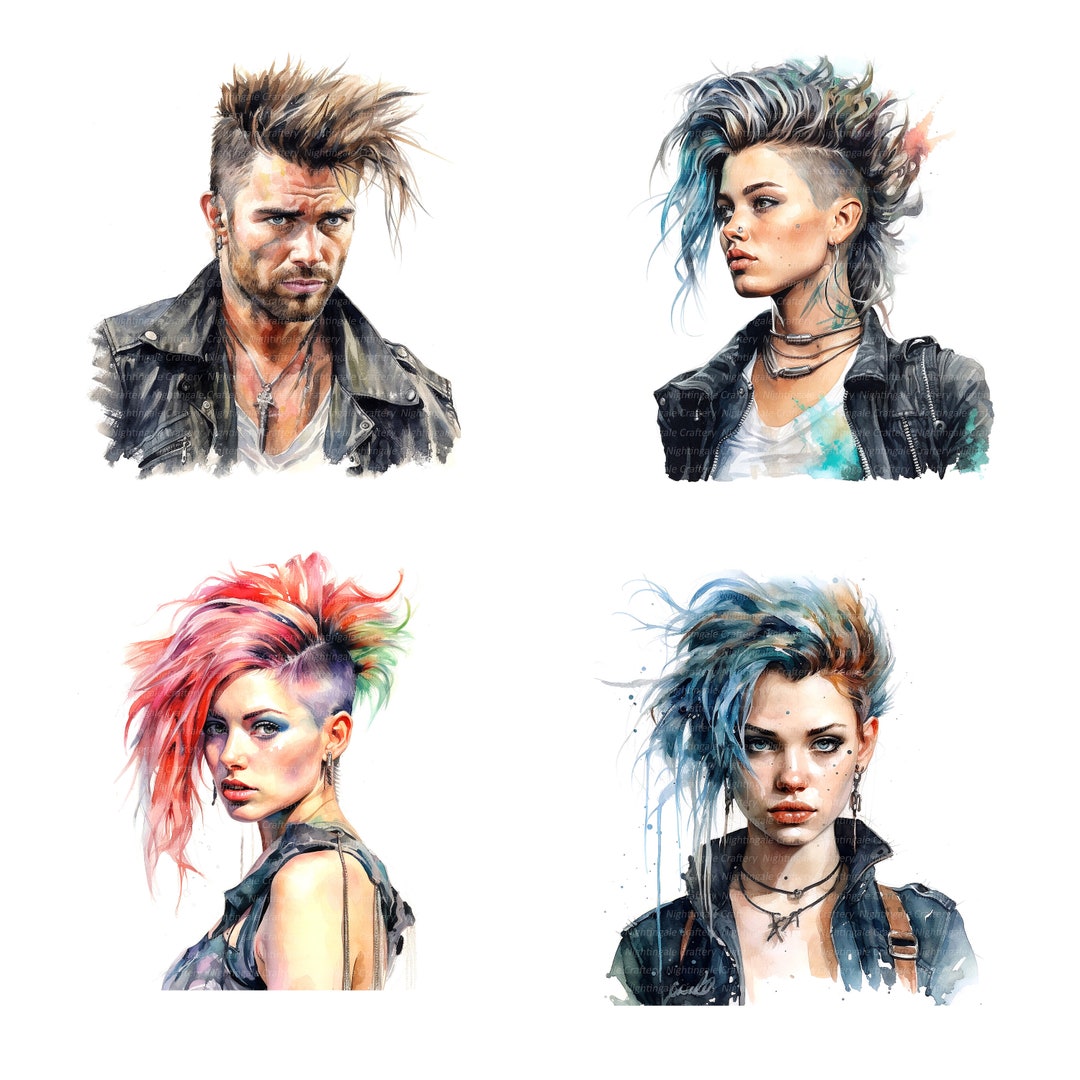 16 Punk Clipart, Punk Girl, Punk Style Clipart, Printable Watercolor ...