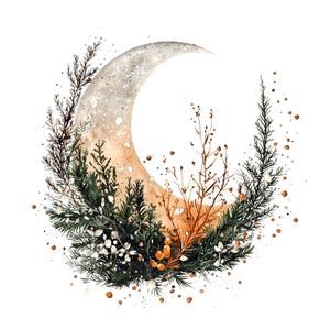 8 Christmas Boho Card, Christmas Decor, Printable Watercolor Clipart ...