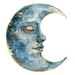 8 Blue Golden Moon Clipart, Moon Face Wall Art, Printable Watercolor ...