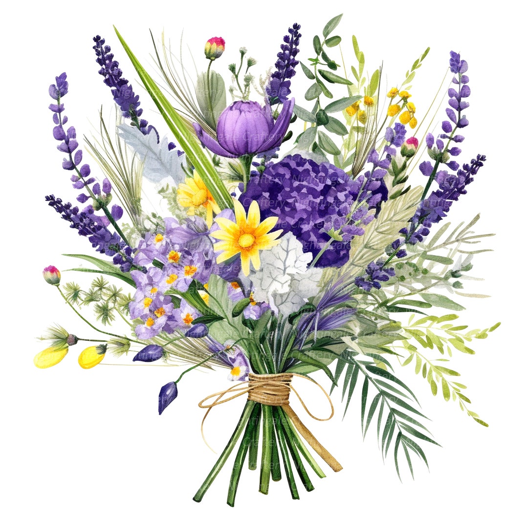 12 Lavender Bouquet Clipart Lavender Print Printable - Etsy