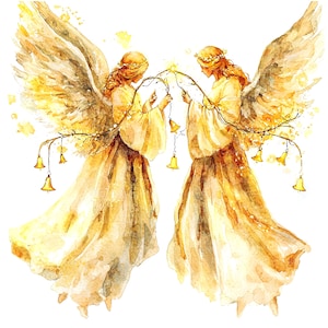 12 Angels and Bells Clipart, Christmas Angel Clipart, Digital Clipart ...