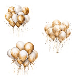 14 Golden Balloons Clipart, Party Balloons Clipart, Printable ...