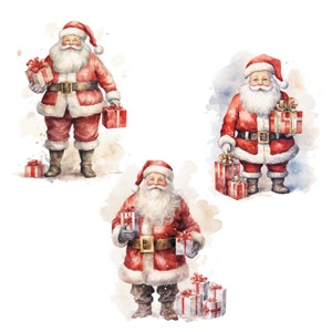 14 Christmas Santa Claus Clipart Set 2, Printable Watercolor Clipart ...