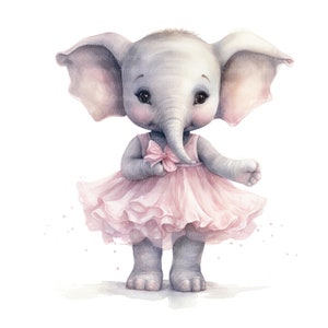 8 Elephant Ballerina Clipart, Elephant Baby, Printable Watercolor ...