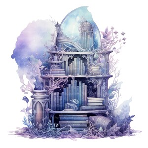 9 Magic Fairy Library Clipart, Fairy Books, Printable Watercolor ...