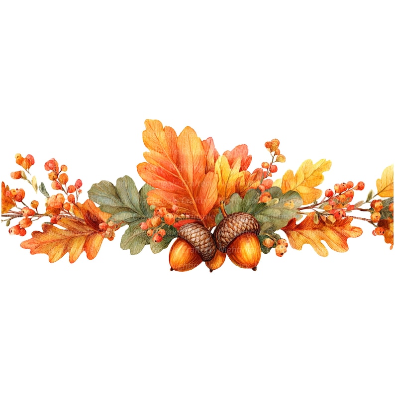 13 Autumn Bunting Clipart, Fall Leaves Garland Clipart, Printable ...
