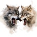 9 Wolves Fight Clipart, Angry Wolf, Printable Watercolor Clipart, High ...