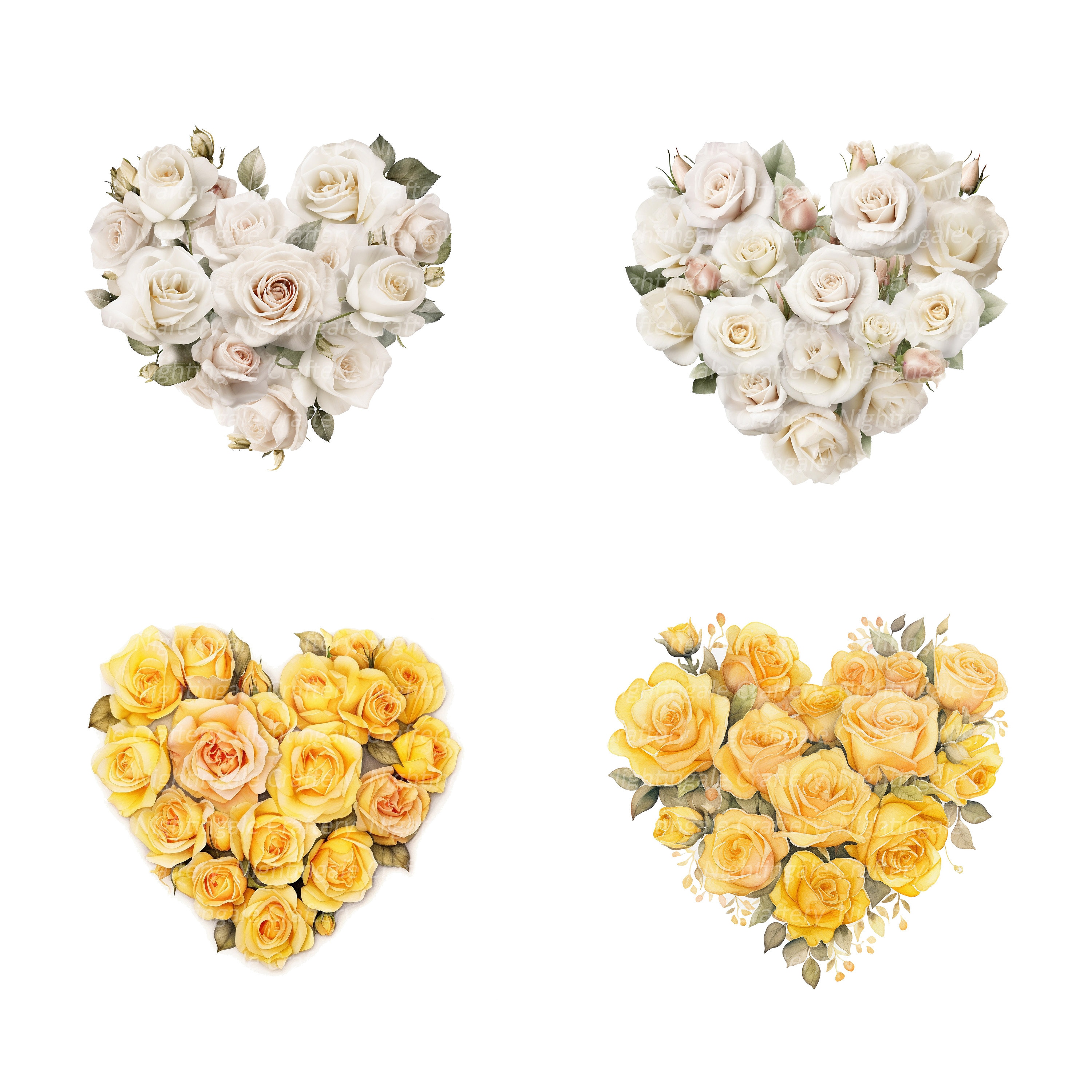 14 Roses Heart Clipart Floral Heart Digital Clipart - Etsy