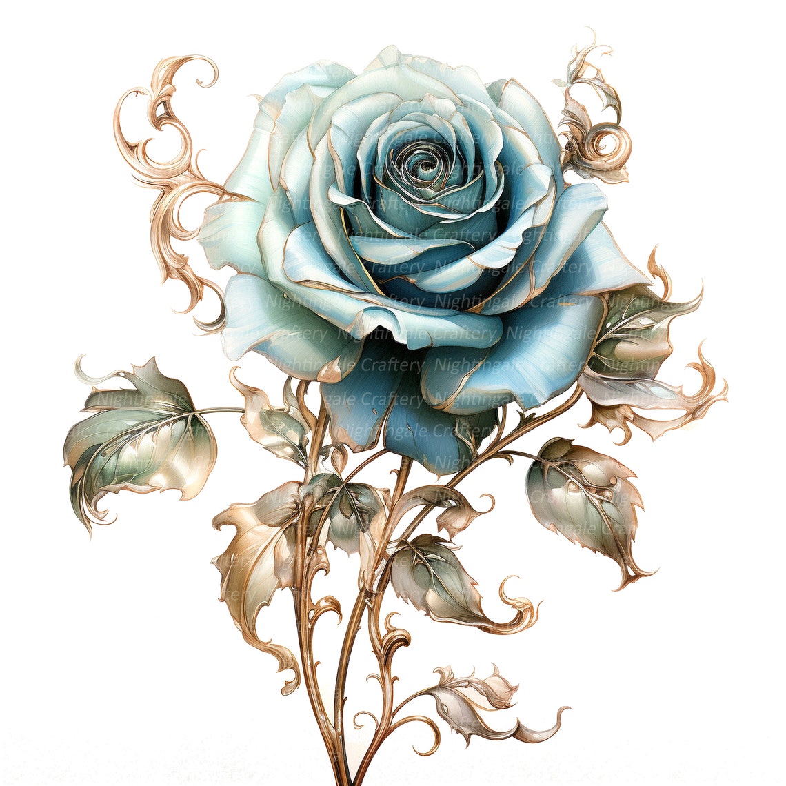 13 Rose Baroque Clipart, Baroque Roses Clipart, Printable Watercolor ...