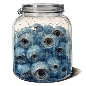 10 Eyeballs in Jar Clipart, Halloween, Printable Watercolor Clipart ...