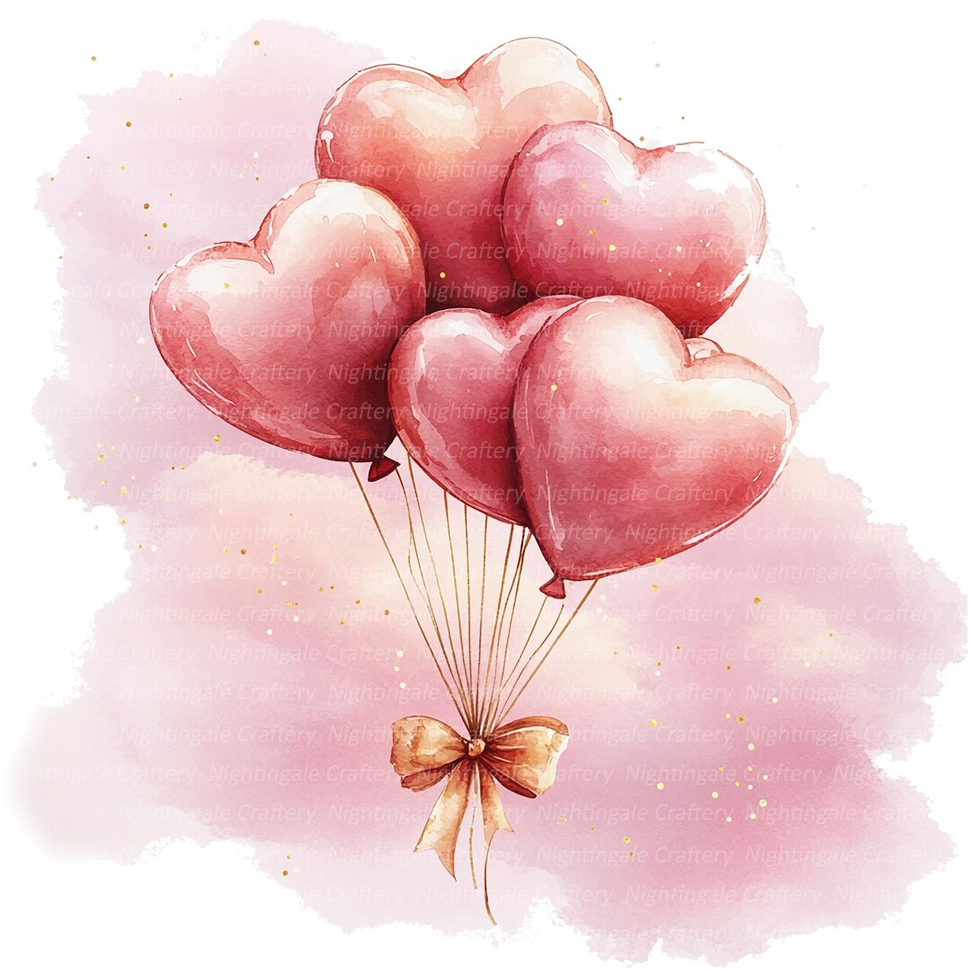9 Valentine's Day Clipart, Heart Balloons Clipart, Romantic, Printable ...