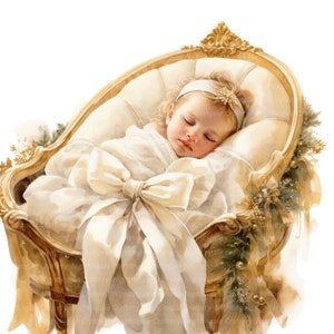 11 Baby in Cradle Clipart, Infant Clipart, Printable Watercolor Clipart ...