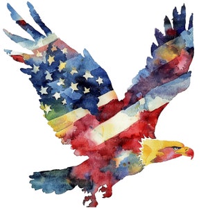 10 Patriotic Eagle, USA Flag Clipart, Eagle Clipart, Printable ...