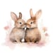 12 Bunny Love Clipart, Rabbit Clipart, Printable Watercolor Clipart, 12 ...