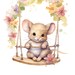 Baby Mouse Swing Clipart Printable Watercolor Clipart 10 - Etsy