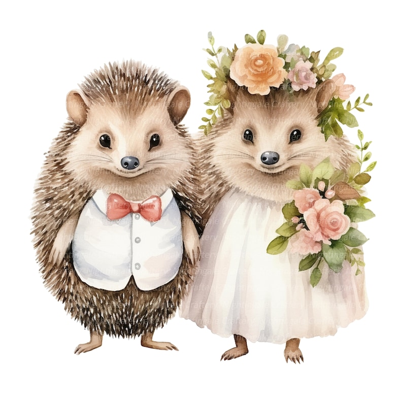 10 Cute Hedgehog Wedding Clipart Printable Watercolor - Etsy