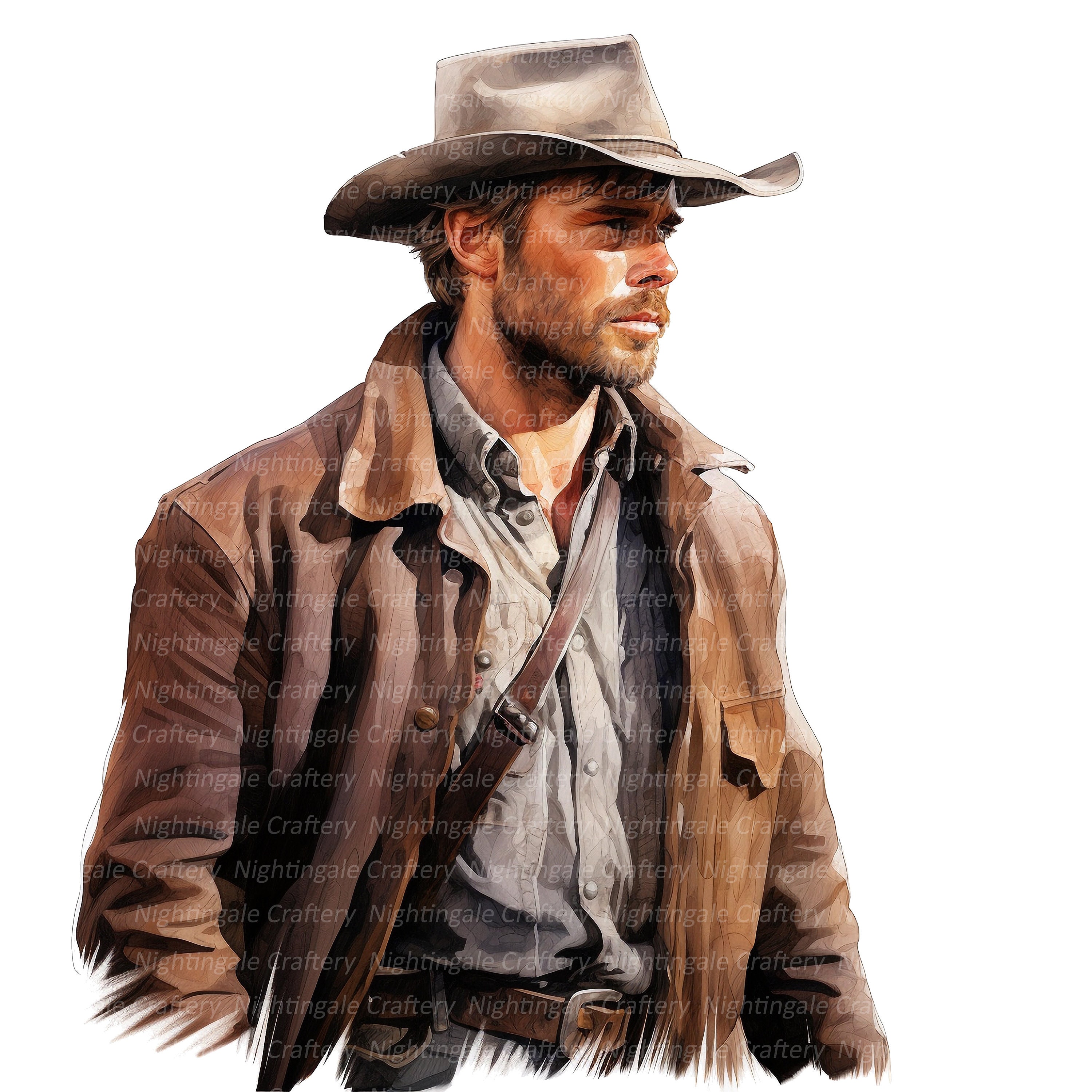 12 Cowboy Clipart, Wild West Cowboy, Printable Watercolor Clipart, High ...