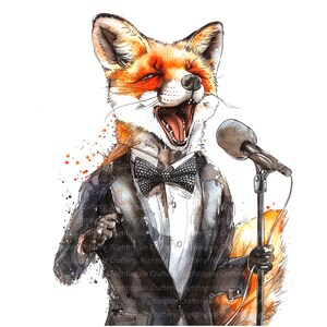 12 Fox Singing Clipart, Fox Clipart, Printable Watercolor Clipart, High ...