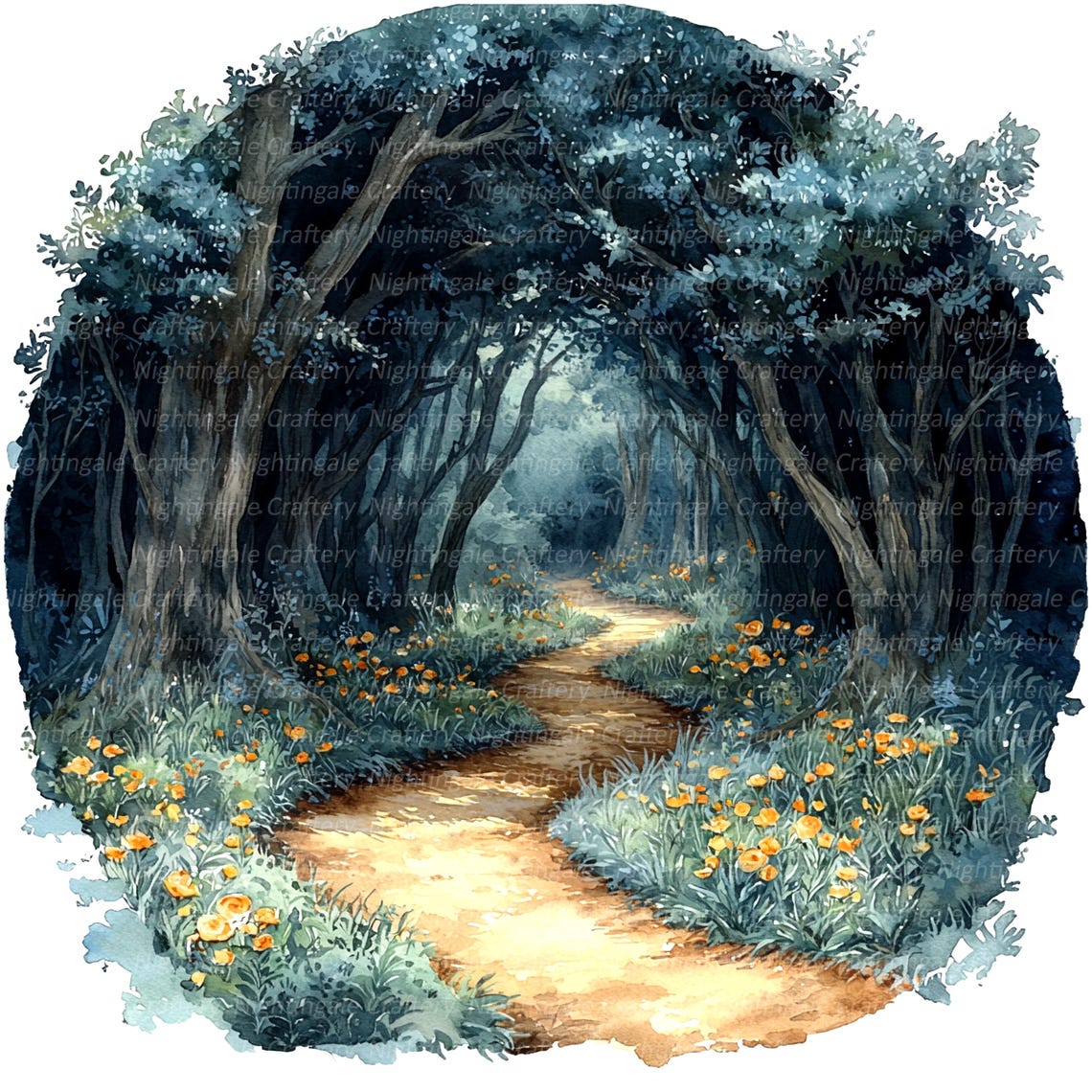10 Enchanted Trail Clipart, Magic Forest, Printable Watercolor Clipart ...