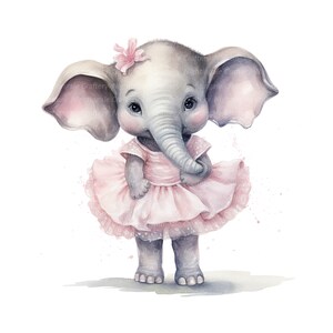 8 Elephant Ballerina Clipart, Elephant Baby, Printable Watercolor ...