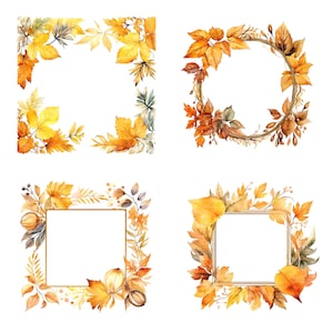 20 Autumn Leaves Frames Clipart, Frame Borders Clipart, Printable ...