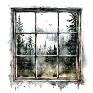 16 Window Forest View Clipart, Window to Forest Clipart, Printable ...