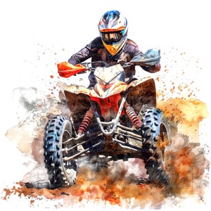 14 Quad Bike Cross Clipart, Quadbike Clipart, Printable Watercolor ...