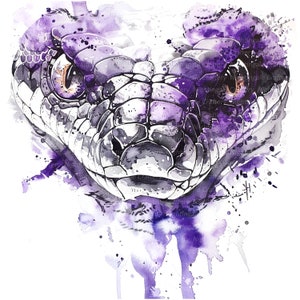 8 Purple Snake Clipart, Snake Eyes, Cobra Print, Printable Watercolor ...