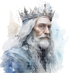 12 Medieval King Clipart, Crone Clipart, Printable Watercolor Clipart ...