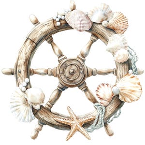 8 Nautical Wheel Clipart, Ship Wheel Clipart, Digital Clipart ...