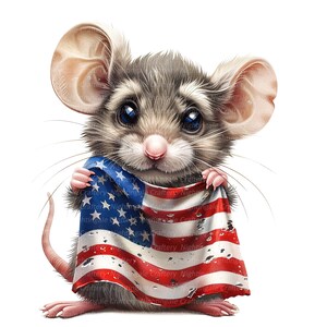 10 Mouse With USA Flag, USA Flag Clipart, Printable Watercolor Clipart ...
