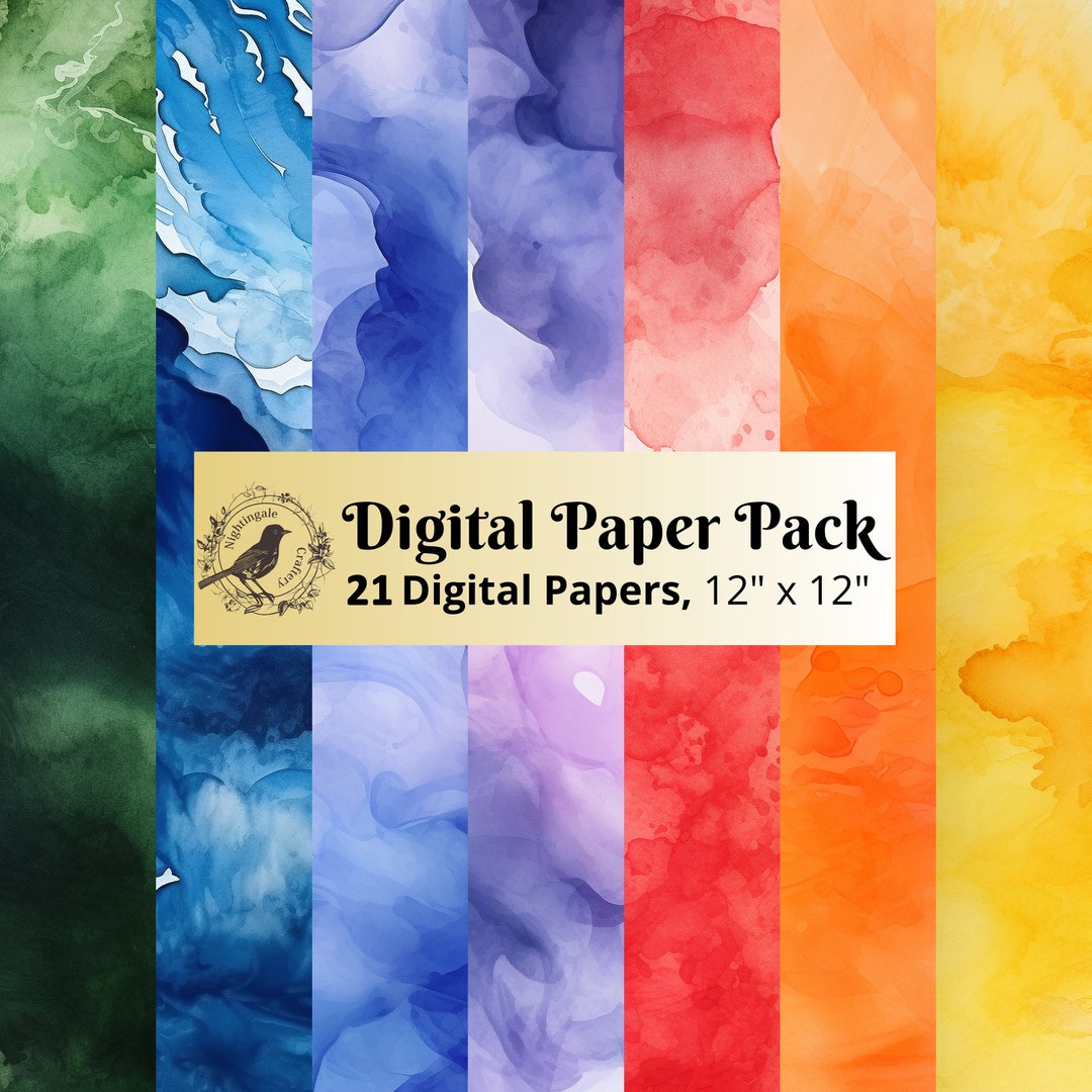 21 Rainbow Colors Paper, 12 X 12 Digital Paper Pack, Rainbow Paper ...