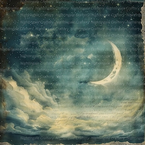 18 Vintage Moon Stars Background Papers, 12 X 12 Digital Paper Pack ...