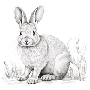 12 Bunny Black White Clipart, Line Art Clipart, Printable Watercolor ...