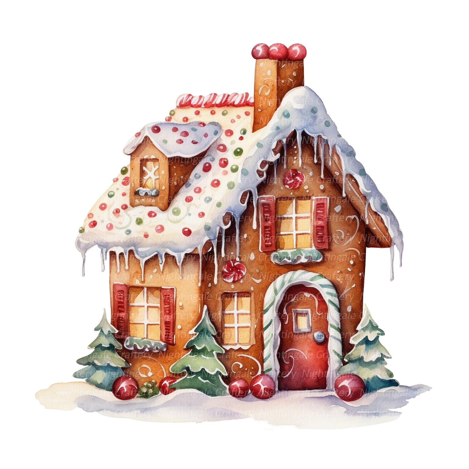 14 Gingerbread House Clipart, Christmas Clipart, Printable Watercolor ...