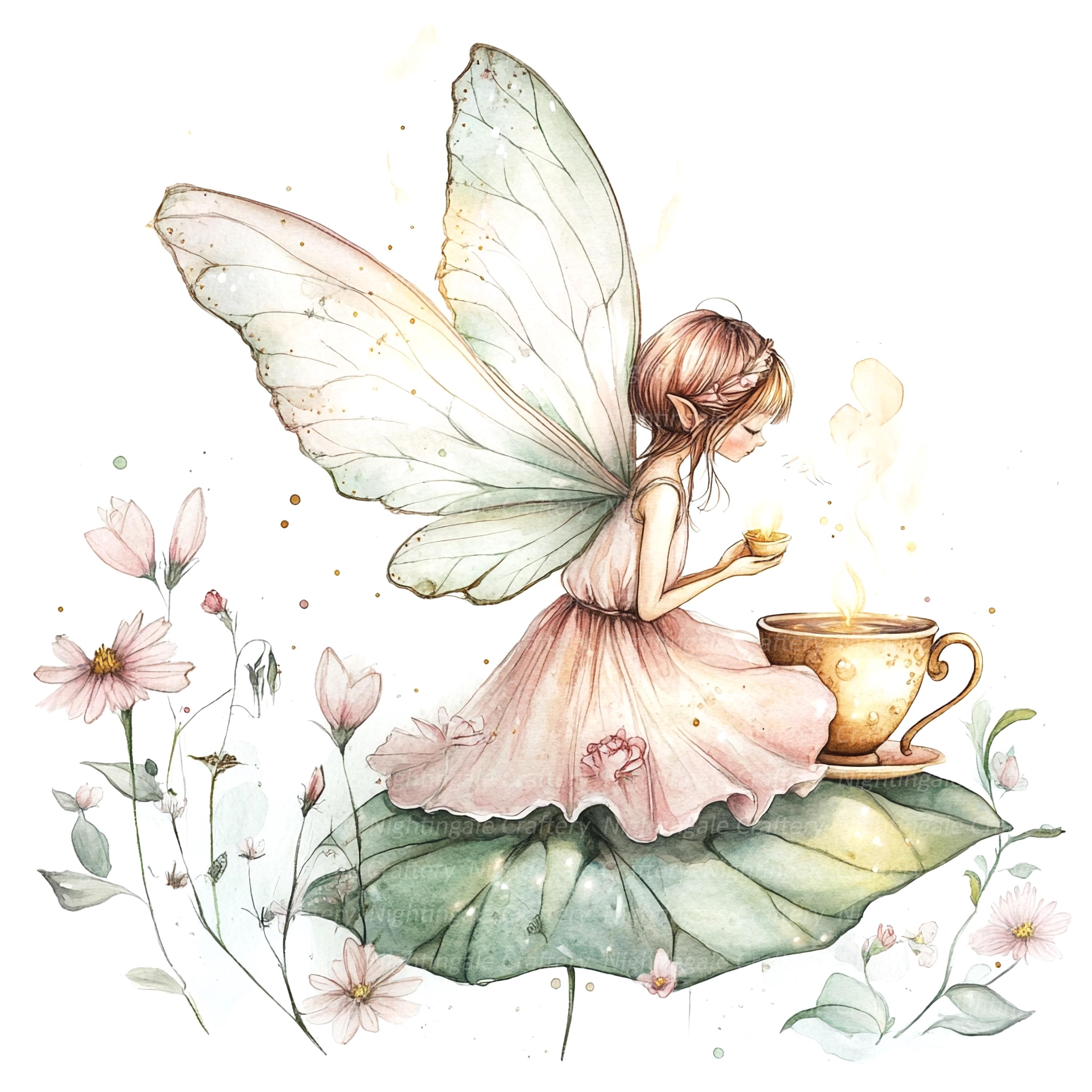 9 Floral Fairy Clipart, Tea Party Clipart, Printable Watercolor Clipart ...