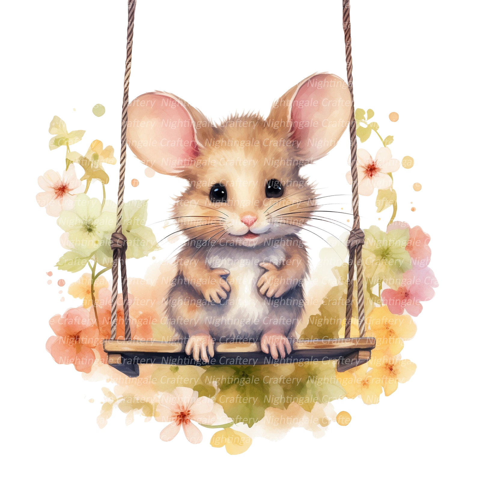 Baby Mouse Swing Clipart Printable Watercolor Clipart 10 - Etsy
