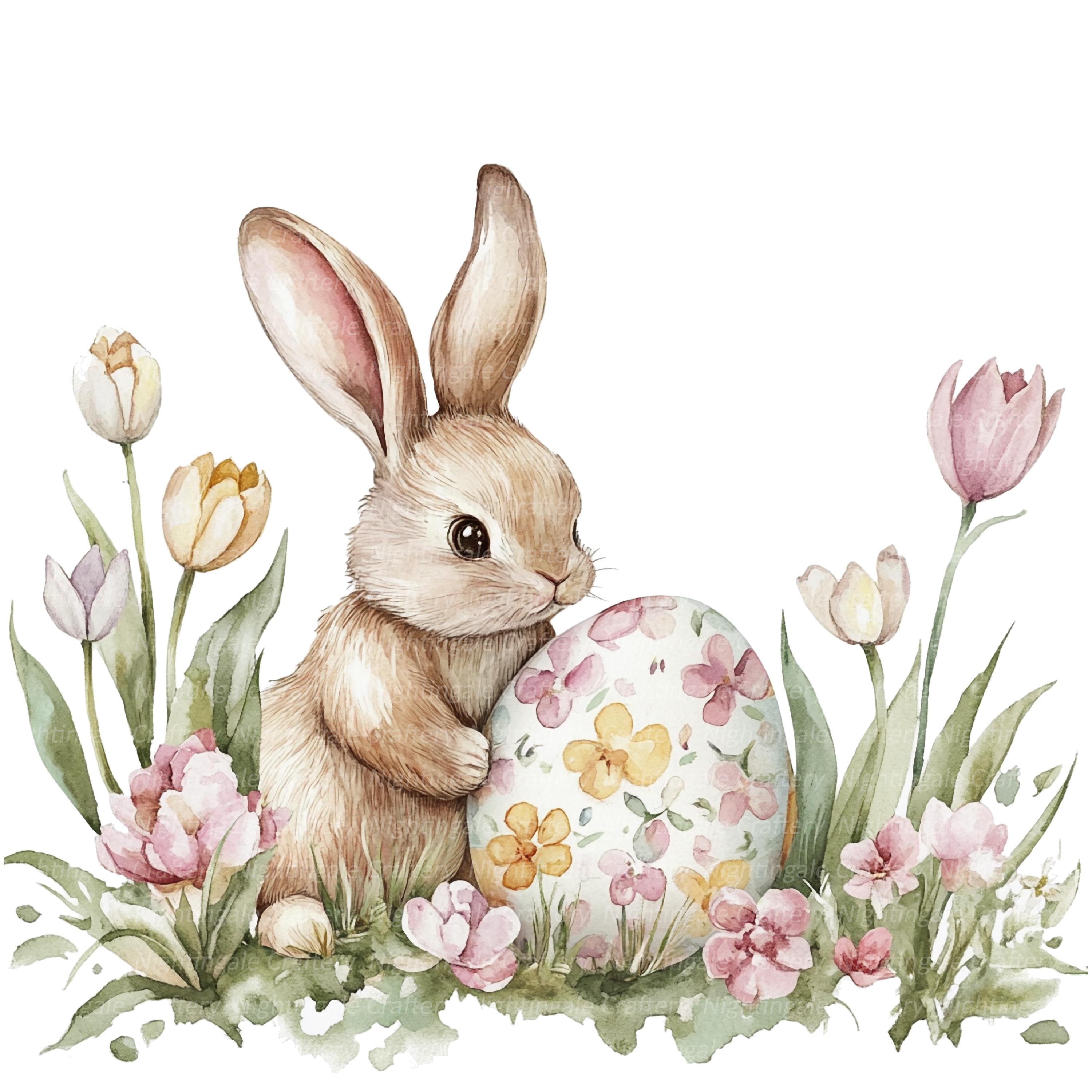 8 Easter Bunny and Egg Clipart Set 3, Easter Clipart, Printable ...