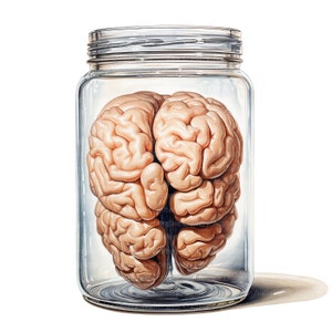 8 Human Brain in Jar Clipart, Halloween, Printable Watercolor Clipart ...
