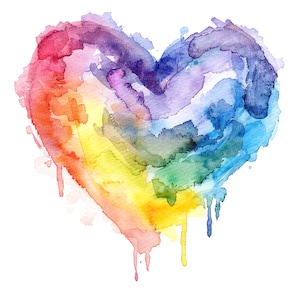 10 Rainbow Heart Clipart, Digital Clipart, Watercolor Clipart ...