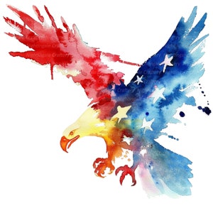 10 Patriotic Eagle, USA Flag Clipart, Eagle Clipart, Printable ...